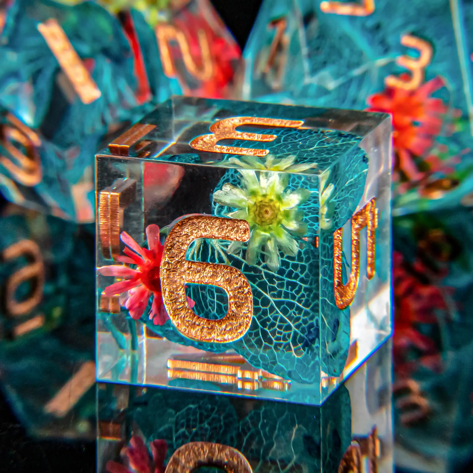 Premium Flower Resin DND Dice Set - Sharp Edge Polyhedral Dice for ...
