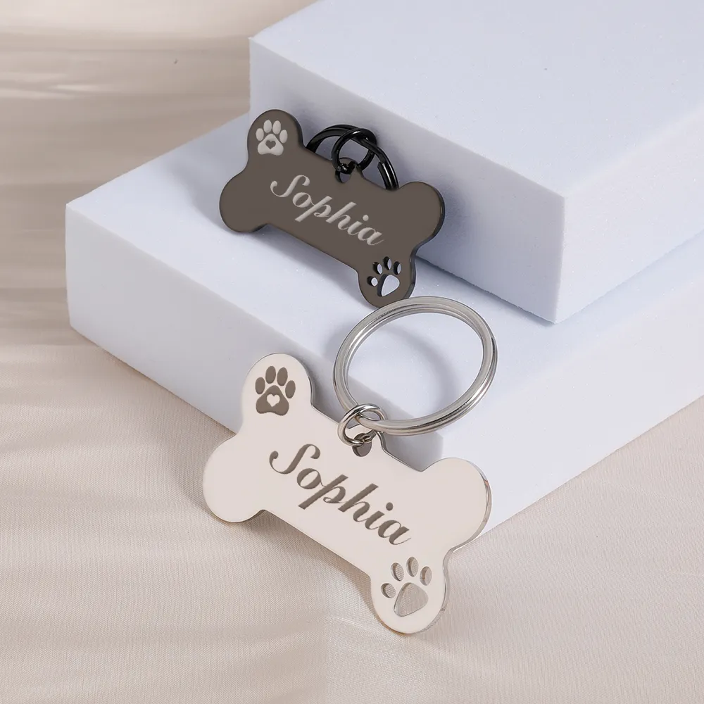 Personalized Shiny Steel Pet Dog Name Tags with Free Engraving - Anti ...