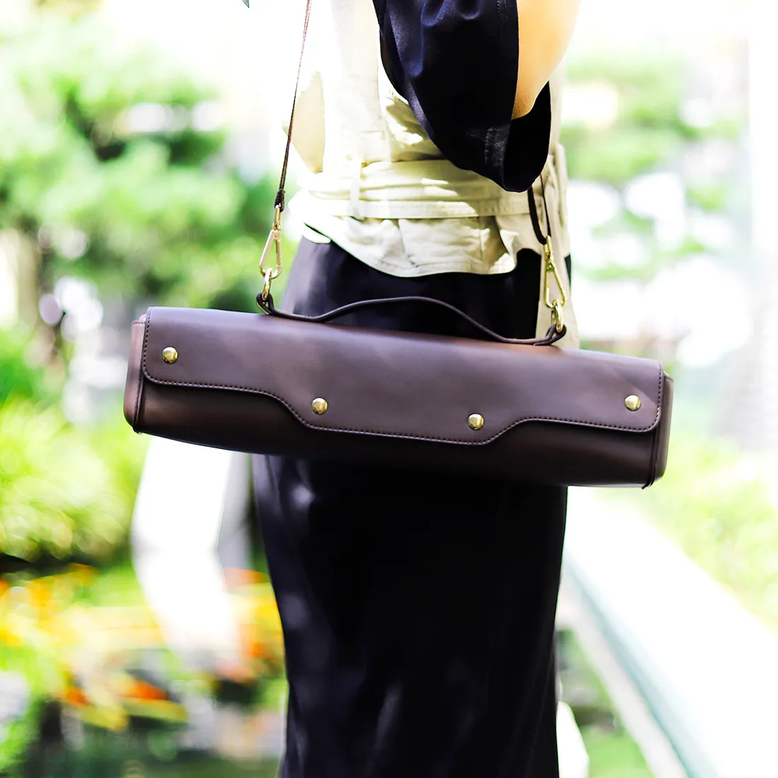 DHgate.com:Rounded Flute Case: Water-Resistant Faux Leather Handbag ...