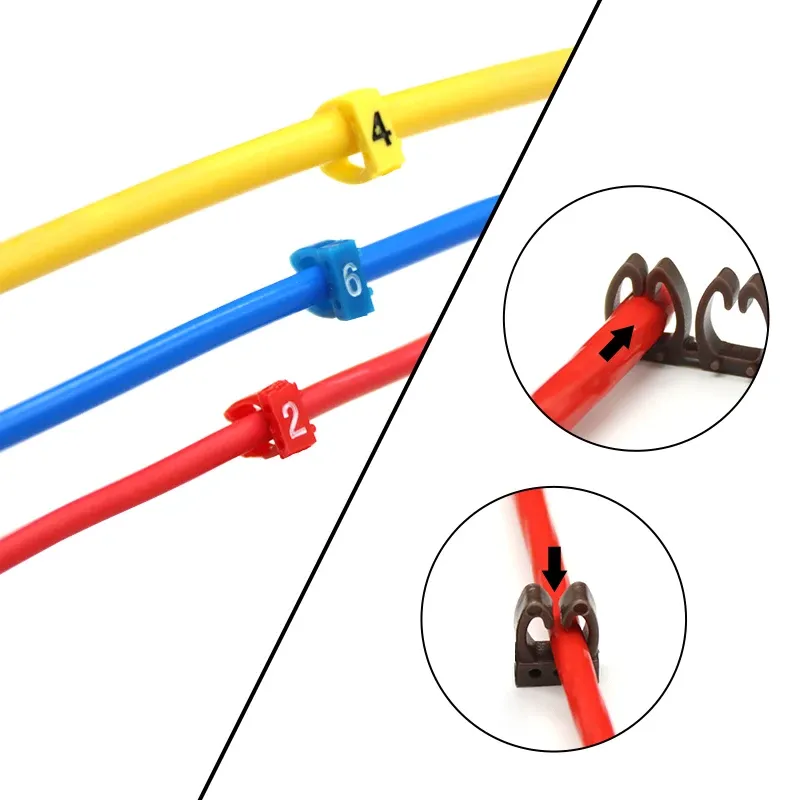 100/Colorful M-Type Cable Markers Number Tag Label for 2-8mm Wire ...