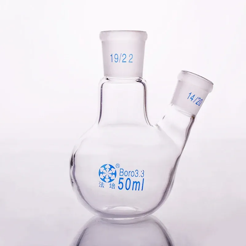Erlenmeyer Conical Flask, Two Neck Oblique Lab Flask, Standard Ground ...