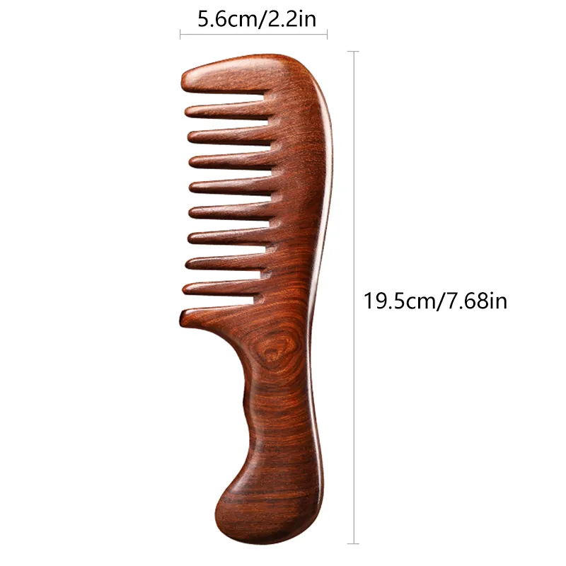 Natural Sandalwood Hair Comb Long Wide Tooth Wooden Anti-Static ...
