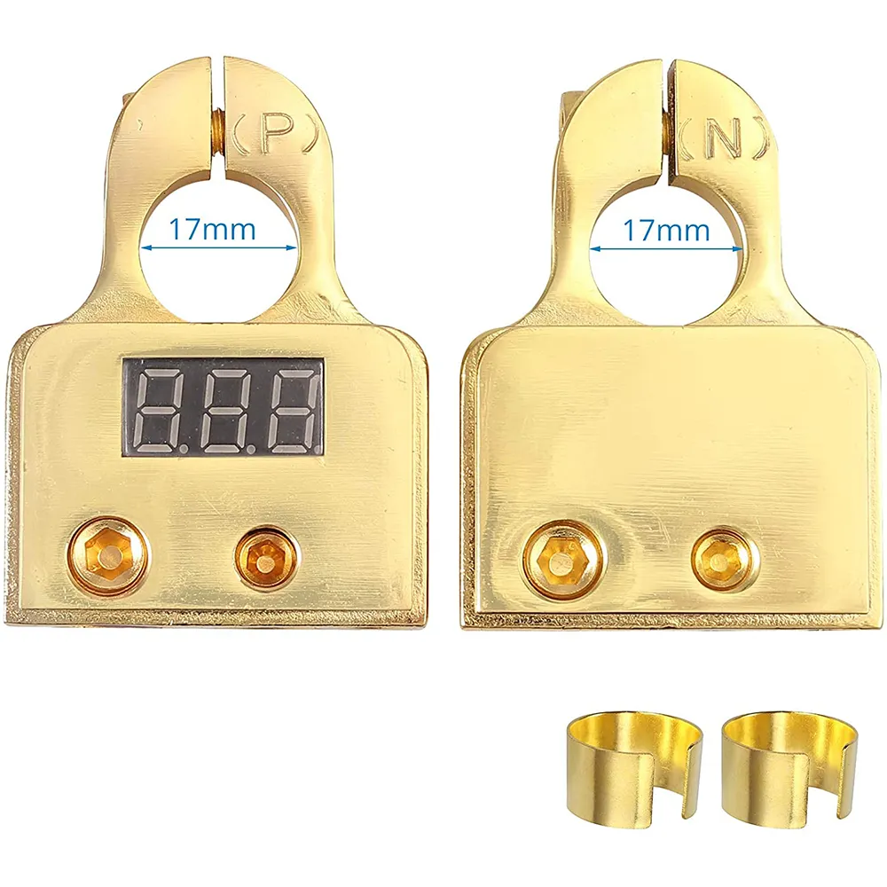 Car Battery Terminal Connectors Voltmeter Positive Negative Battery ...