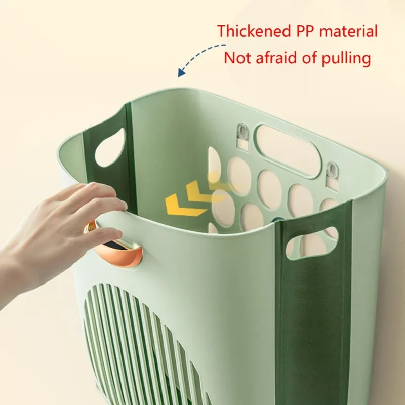Wall-Mounted Collapsible Laundry Basket - Space-Saving Fabric Storage ...