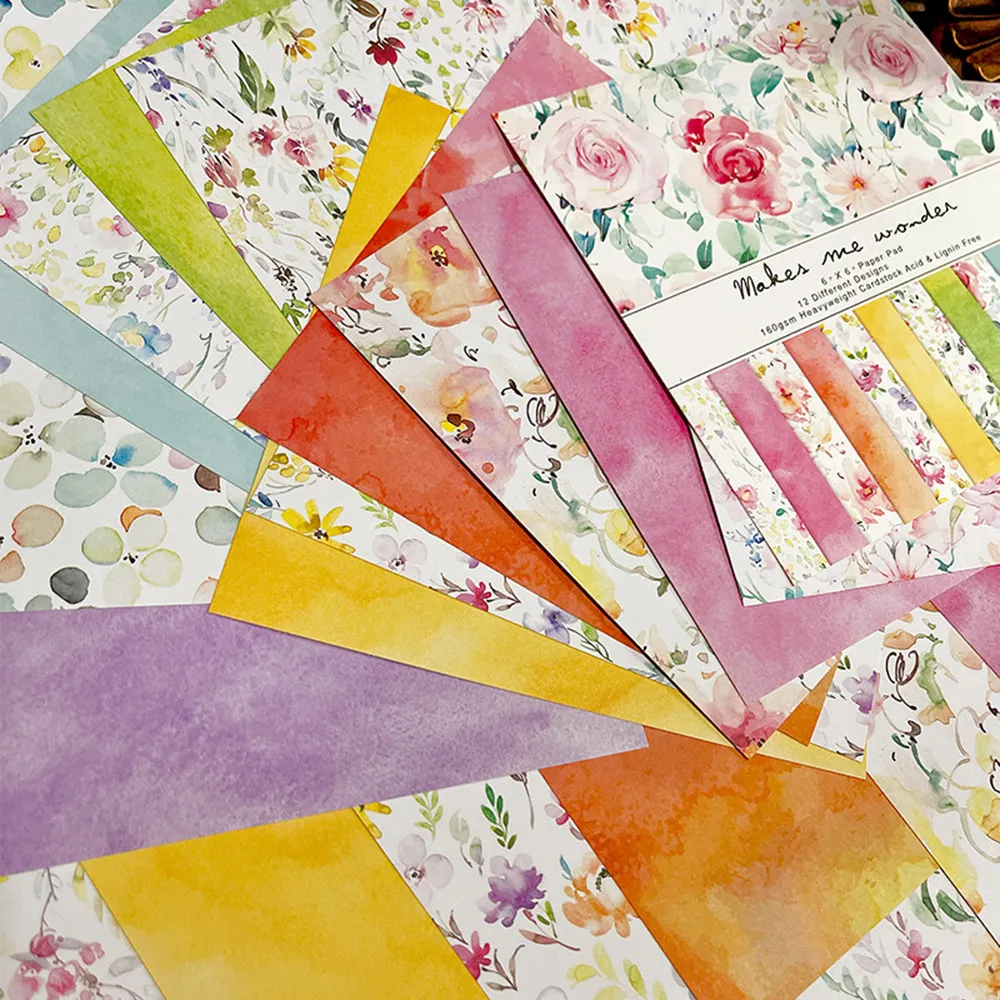 DHgate.com:12 Sheets Watercolor Floral Scrapbook Paper for Creative DIY ...