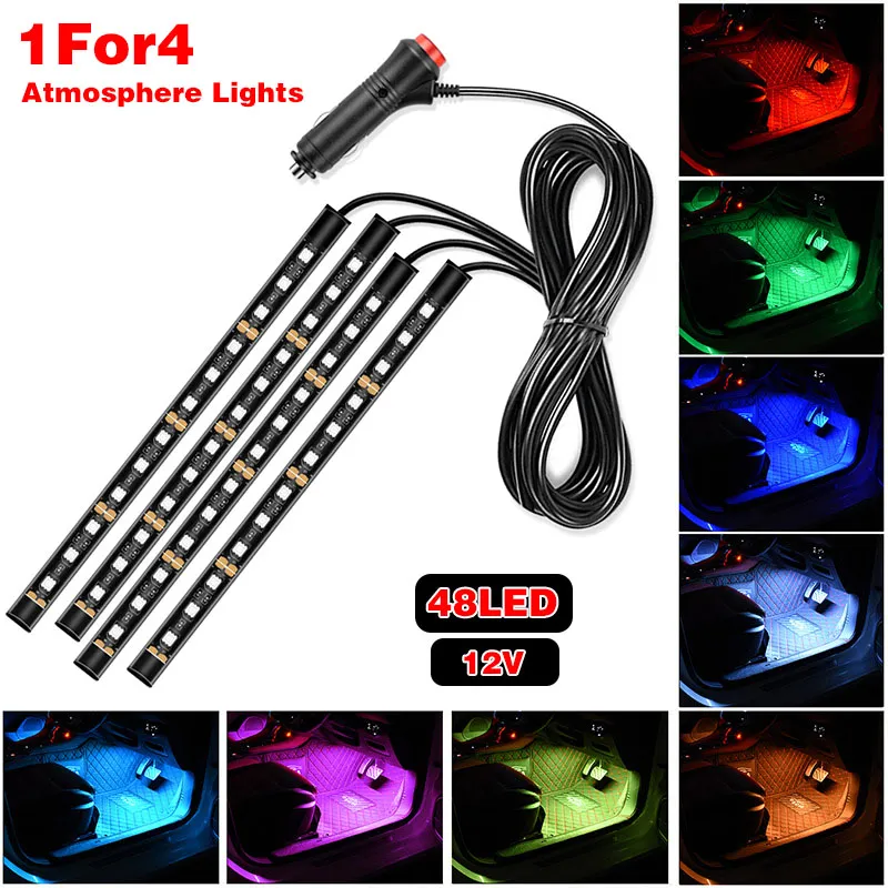 DHgate.com:Car Interior LED Strip Lights - 48 LEDs, 4-in-1/2-in-1 ...