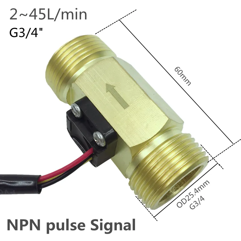 2~45L/Min SUS304 Liquid Flow Meter 1 Inch G3&4 Water Flow Sensors NPN ...