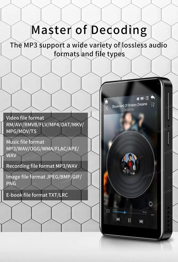 6 in Full Touch Screen Hi-Res HIFI MP3 Music Player with Bluetooth WiFi ...