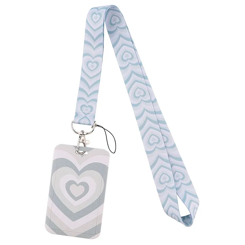 Love Heart Series Colorful Lanyard Keychain Badge Holder Necklace for ...