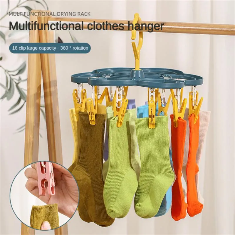PP Plastic Windproof 360° Rotating Clothes Hanger with 16 Clips for ...