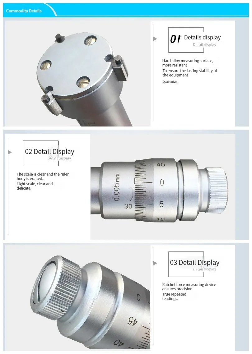 8mm Gauges Three Point Internal Micrometer Set: Precision Inside ...