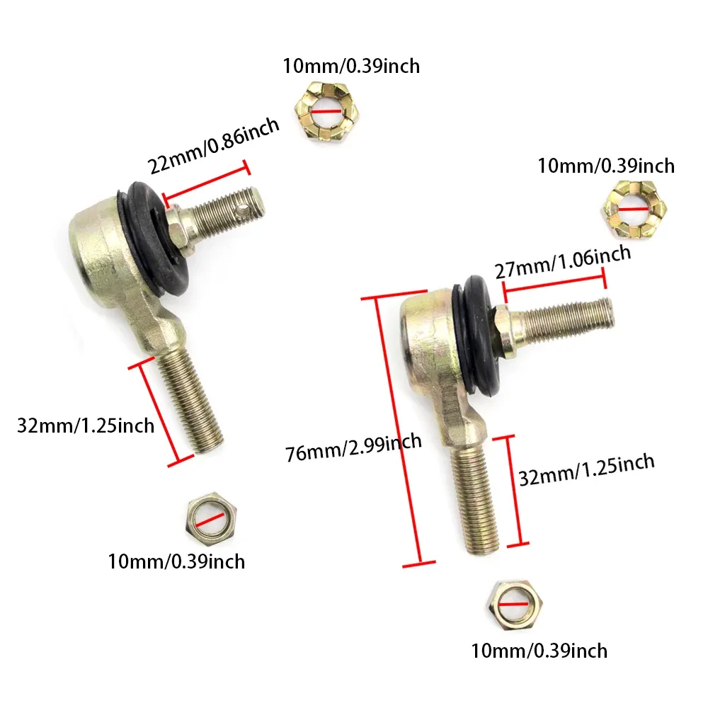 10mm M10 Tie Rod End Kits Ball Joint For 50cc 70cc 90cc 110cc 125cc 150cc 200cc 250cc 300cc ATV ...