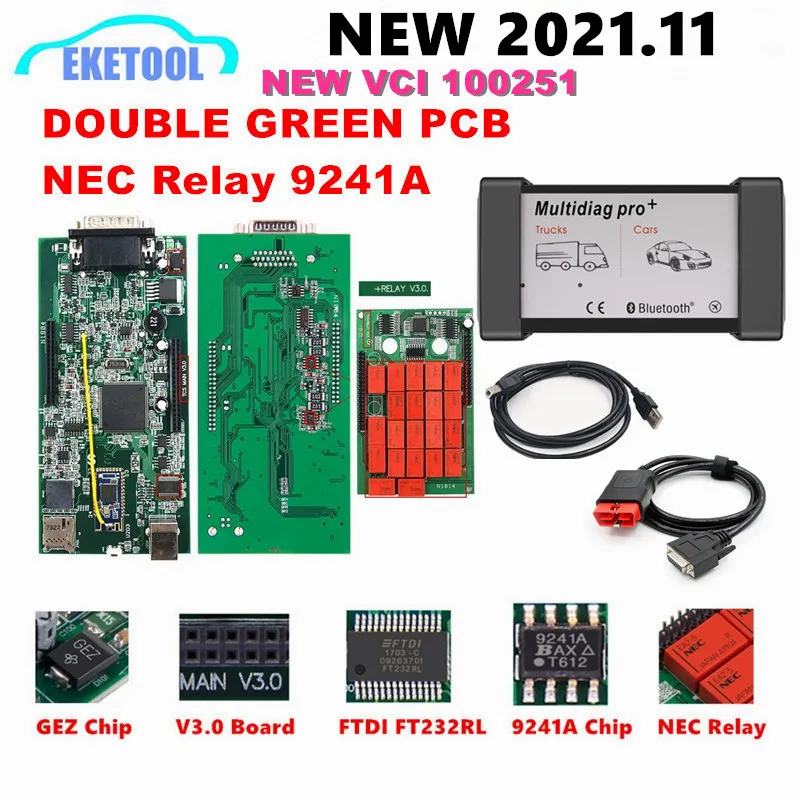 Multidiag Pro+ OBD2 Scanner Dual PCB With NEC Relays 9241A Chips TCS ...