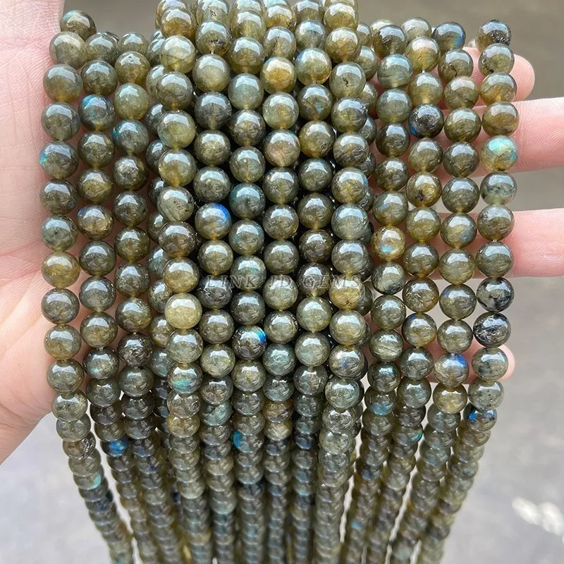 Natural Spectrolite Stone Beads Round Smooth Loose Gem Beads for ...