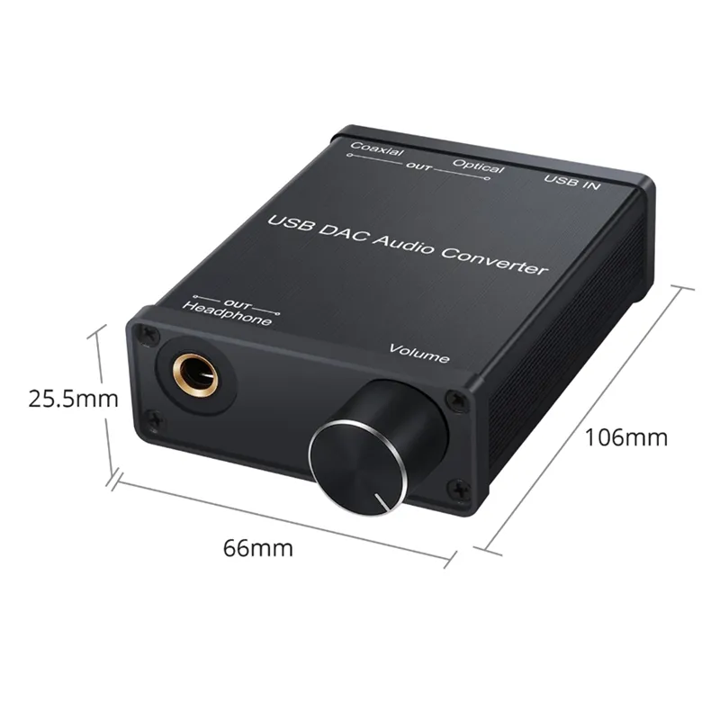 2024 USB DAC Audio Converter: Coaxial & Optical Digital to Analog with 6.35mm Headphone ...