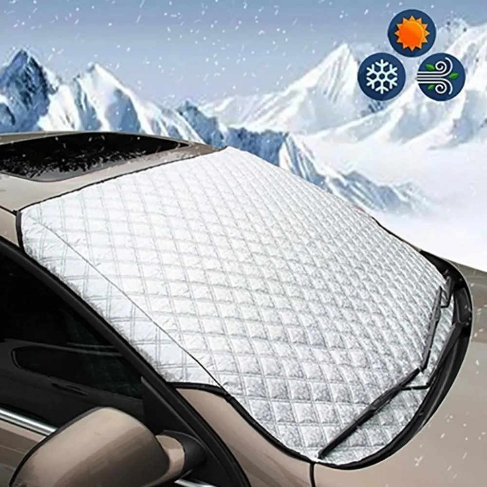 DHgate 2 PackUpgraded 2024 Premium Windshield Snow Cover with Rearview Mirror Covers All Weather Snow Ice Frost Sun Protection Universal Automobiles Motorcycles