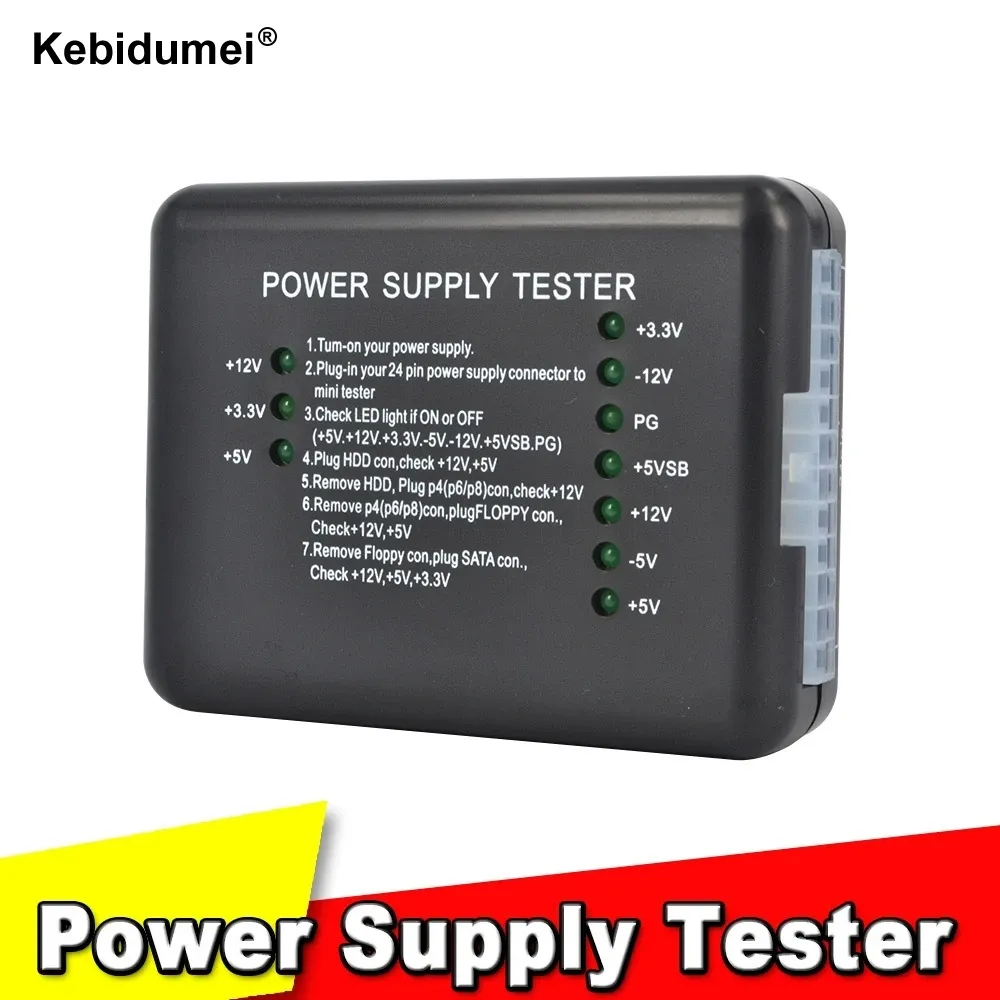 PC Power Supply Tester 20/24 Pin LED Checker for PSU ATX SATA 12V 5V 3 ...