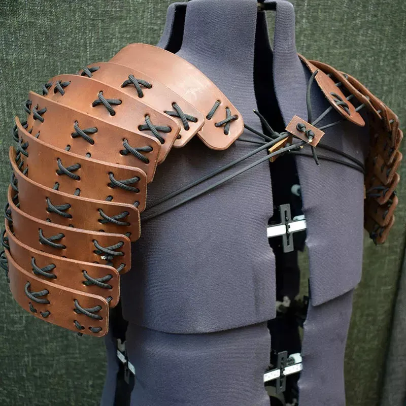Medieval Outfits For Men Steampunk Shoulder Armor Faux Leather Ronin ...