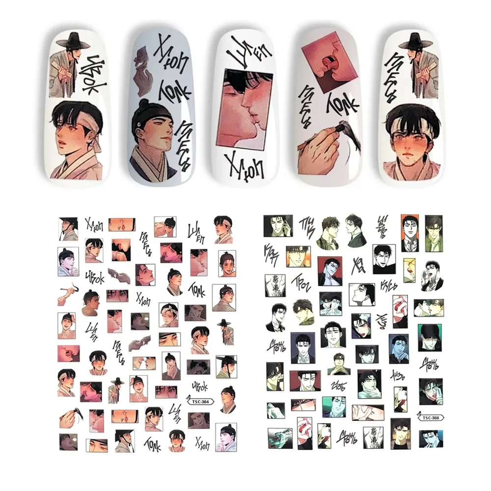 3D Back Glue Nail Art Stickers: DIY Korean Cartoon Nail Decals TSC-407 ...