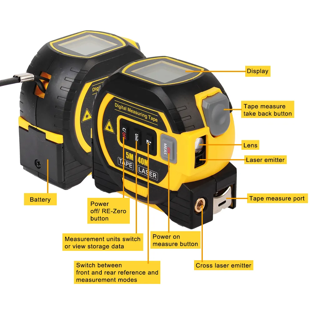 Laser Digital Tape Measure With LCD Backlight: 3 In 1 Measuring Tool ...
