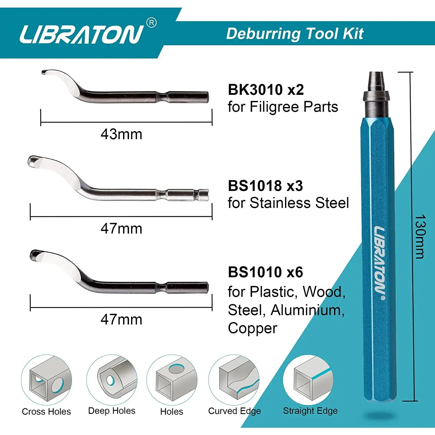 Deburring Tool with 11 High-Speed Steel Blades and 360 Degree Rotary ...