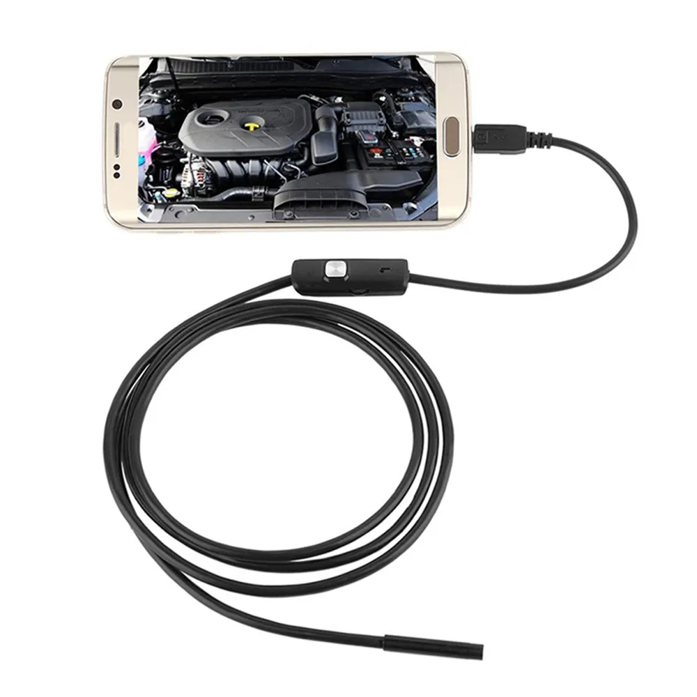 7MM 1M Waterproof Borescope Camera, Hard Wire Endoscope with 6 LED ...