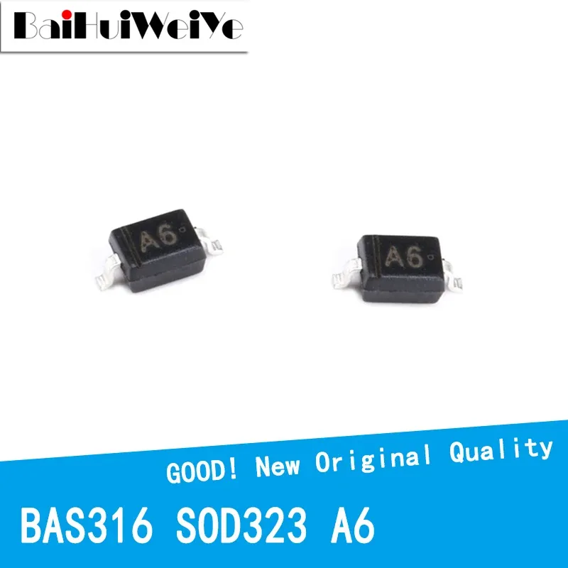 BAS316 A6 SOD-323 100V 250mA 0805 SMD Switch Diode Chipset, Pack of 100 ...
