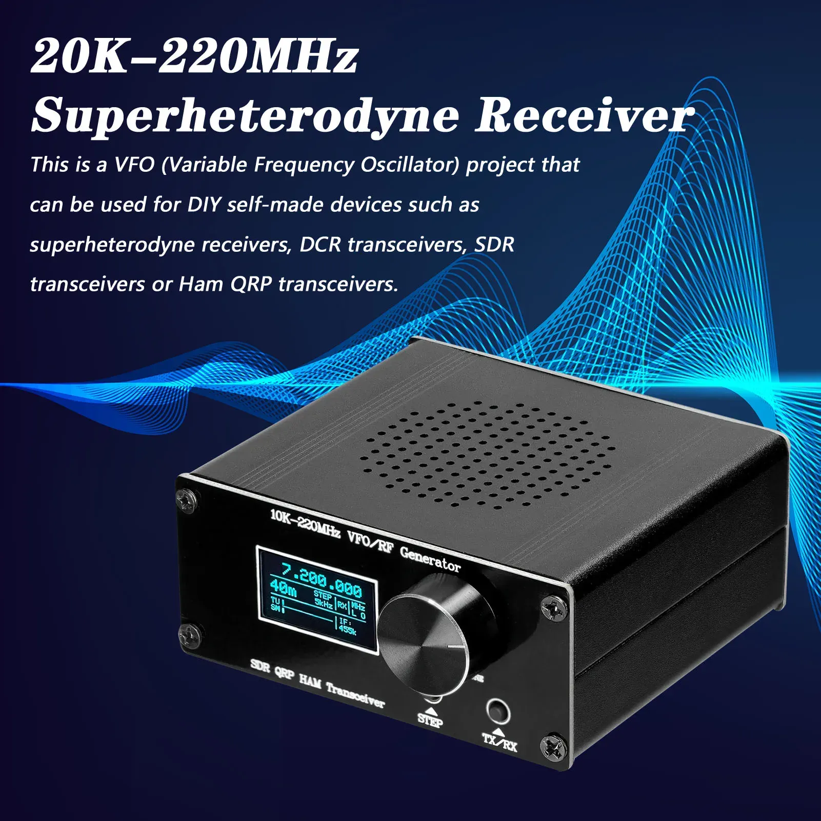 20K 220MHz Superheterodyne SDR Radio Receiver Wideband RF Transceiver ...