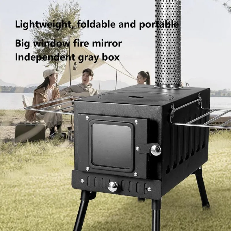 Wood Burning Stove Portable Camp Wood Stove With Chimney Heating Stove ...