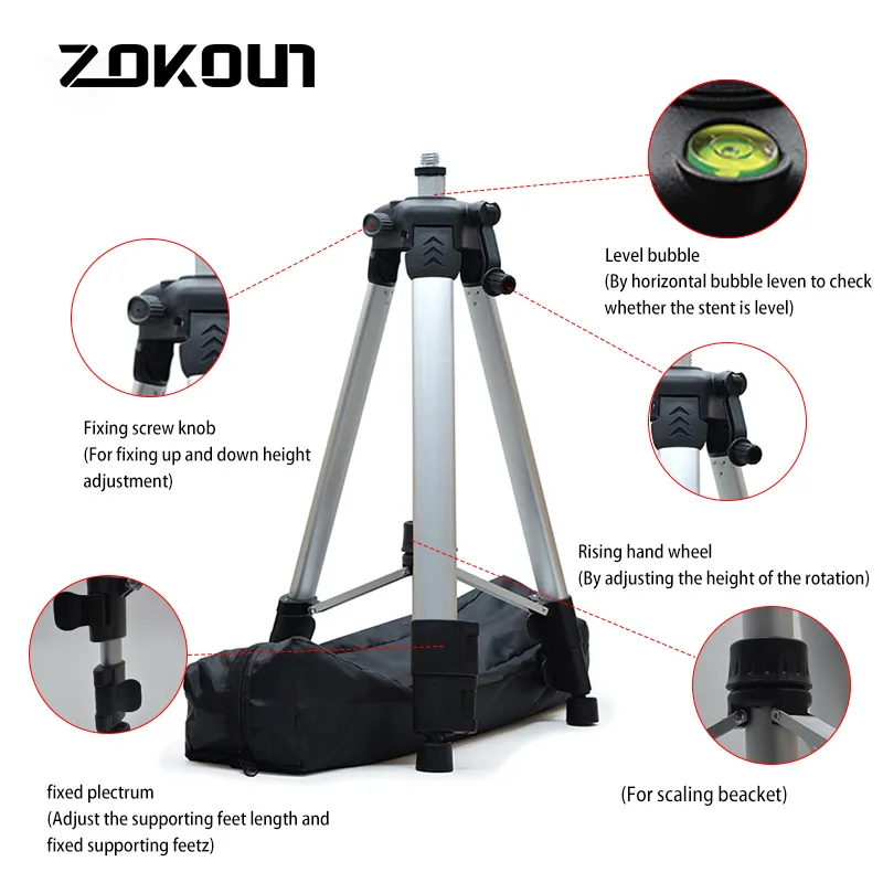 5/8 to 1/4 Adjustable Aluminum Laser Level Tripod Stand for Red or ...