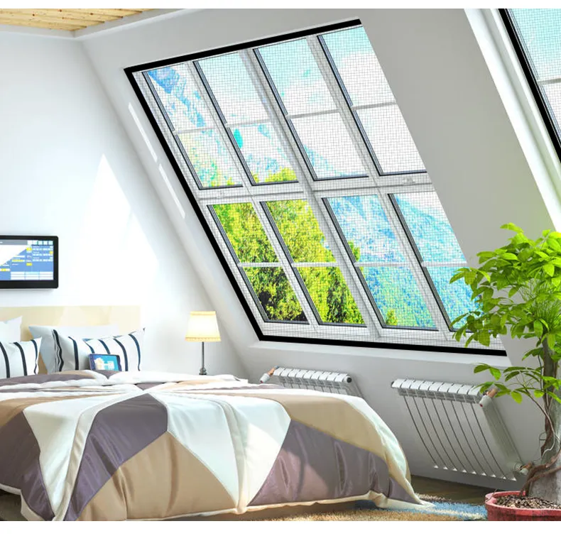 Self-adhesive window screen with adjustable gauze, removable washable ...