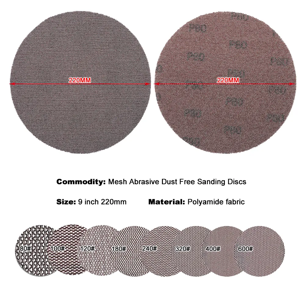Mesh Sanding Discs 9 Inch Hook and Loop Net 60-1000 Grit Dust Free ...