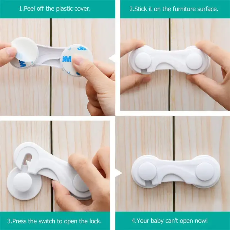 Baby Proofing Cabinet Locks for Cabinets, Kitchen System with 3M Strong ...