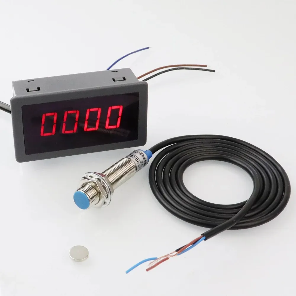 4-Bit Digital LED Display Tachometer RPM Speed Meter, AC 110V 220V NPN ...