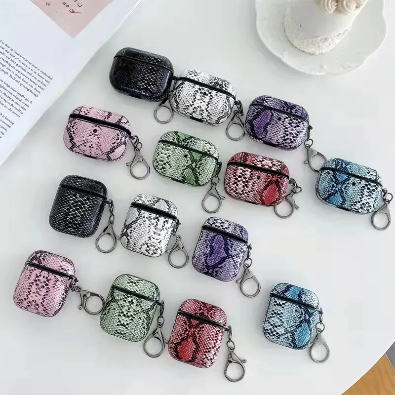 Luxury Headphone Accessories Snake skin pattern airPods Case for 1 2 ...