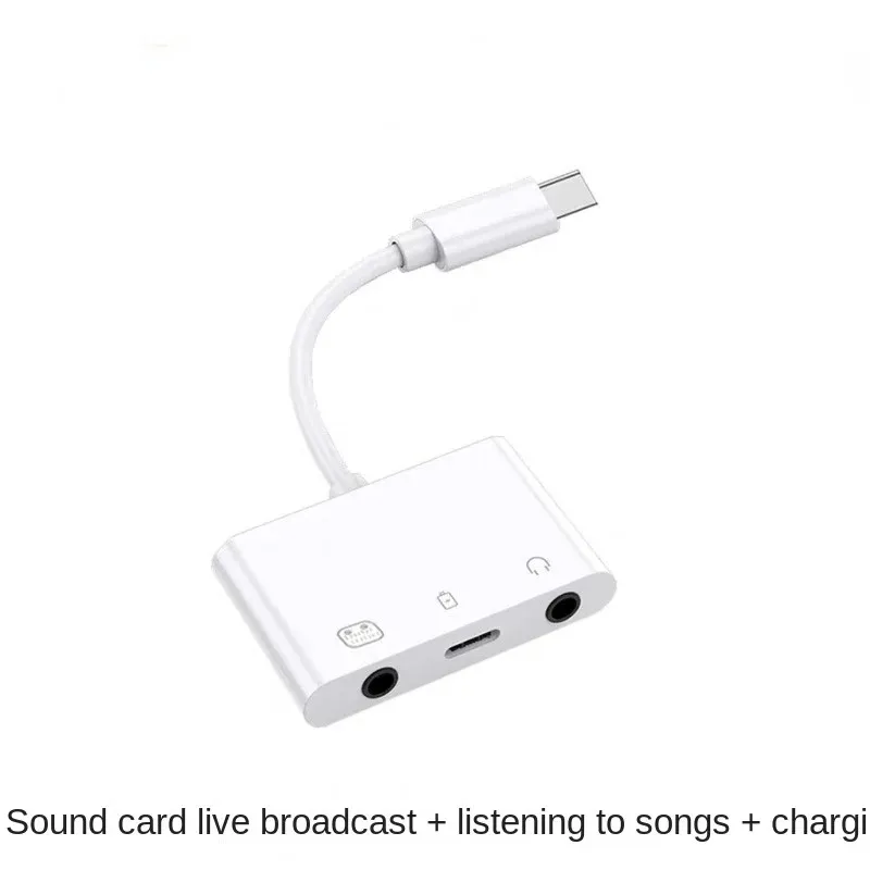 Mobile Phone Converter Headset Adapter Three-in-One Live Sound Card for ...