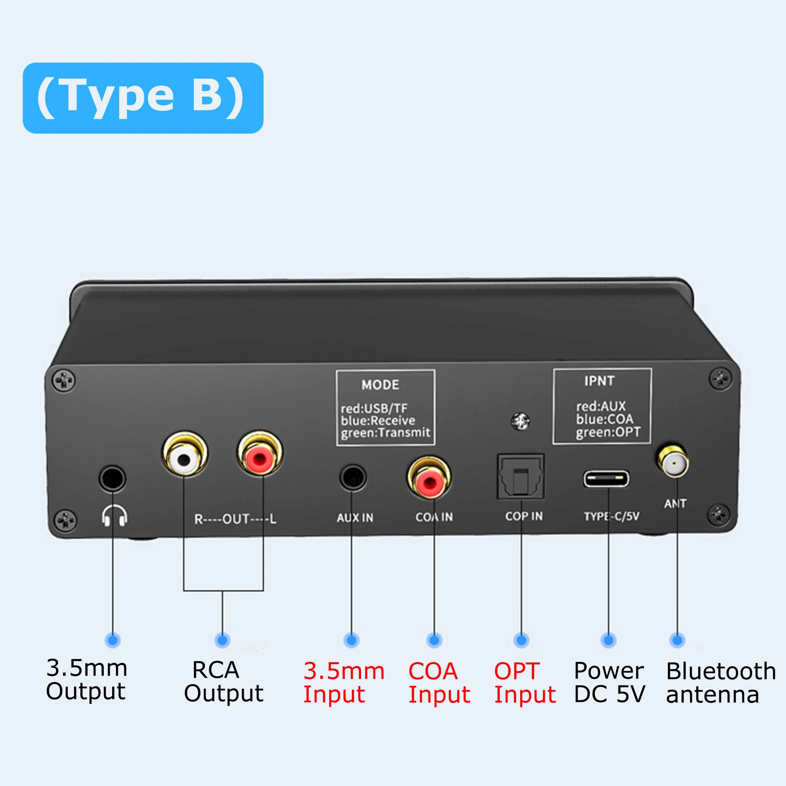 Bluetooth Transmitter Receiver Audio Adapter with RCA AUX COA OPT Low ...