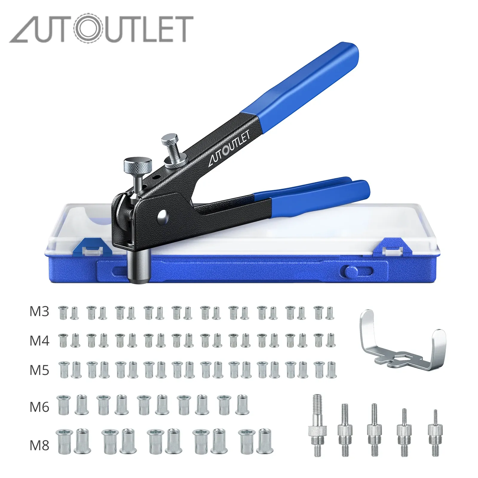 86-Piece Threaded Rivet Nut Kit: M3-M8, Durable Riveter Tool for Car ...