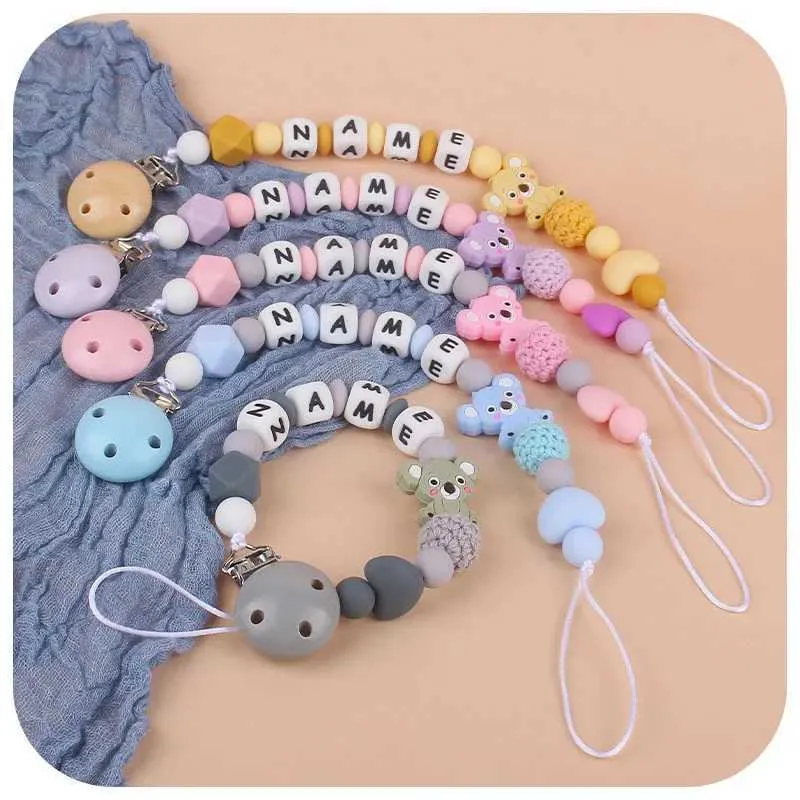 Personalized Cartoon Koala Silicone Bead Pacifier Clip Chains For ...