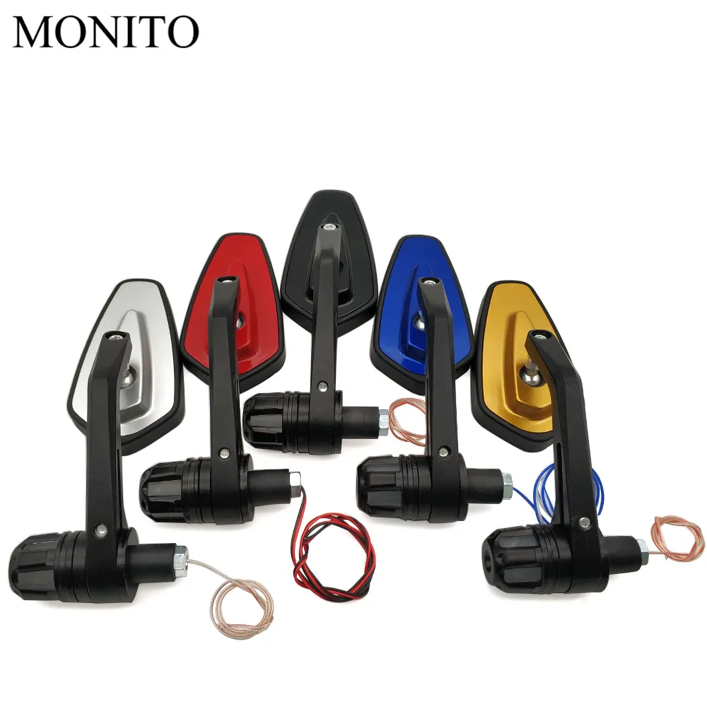 22mm Motorcycle Handlebar End Mirror Turn Signal Side Rear View Mirror ...