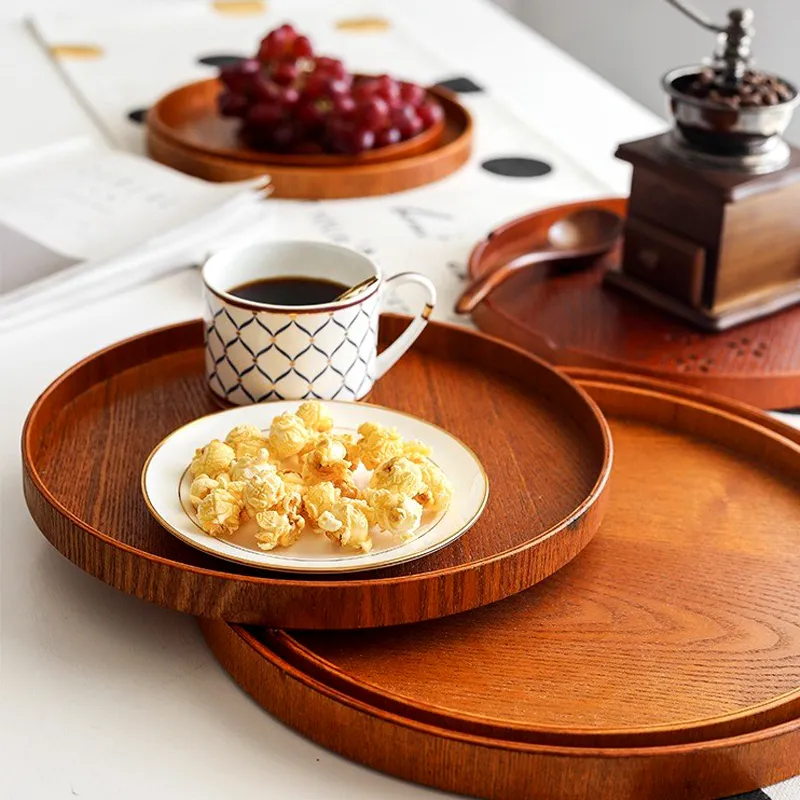 DHgate.com:Elegant Round Wooden Tea Tray - Premium Serving Tray for ...