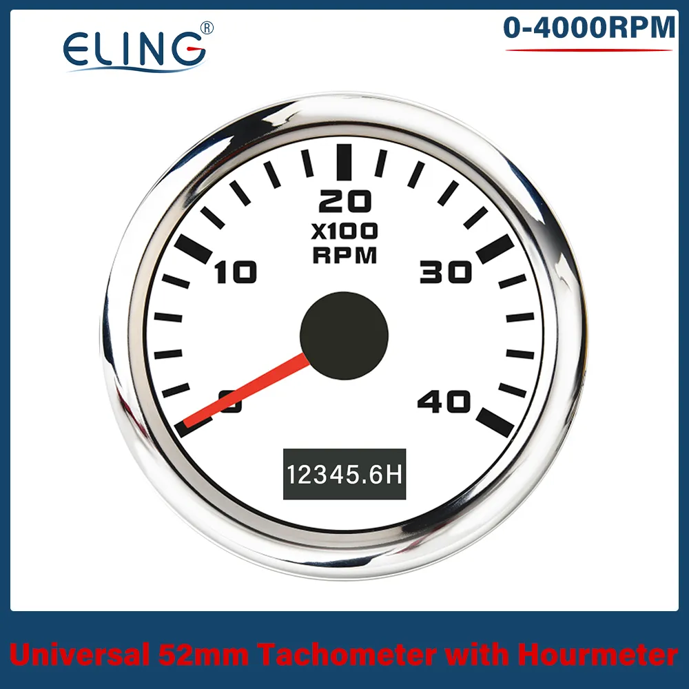 52mm Tachometer RPM Meter 0-8000RPM with Red Backlight for Car, Boat ...