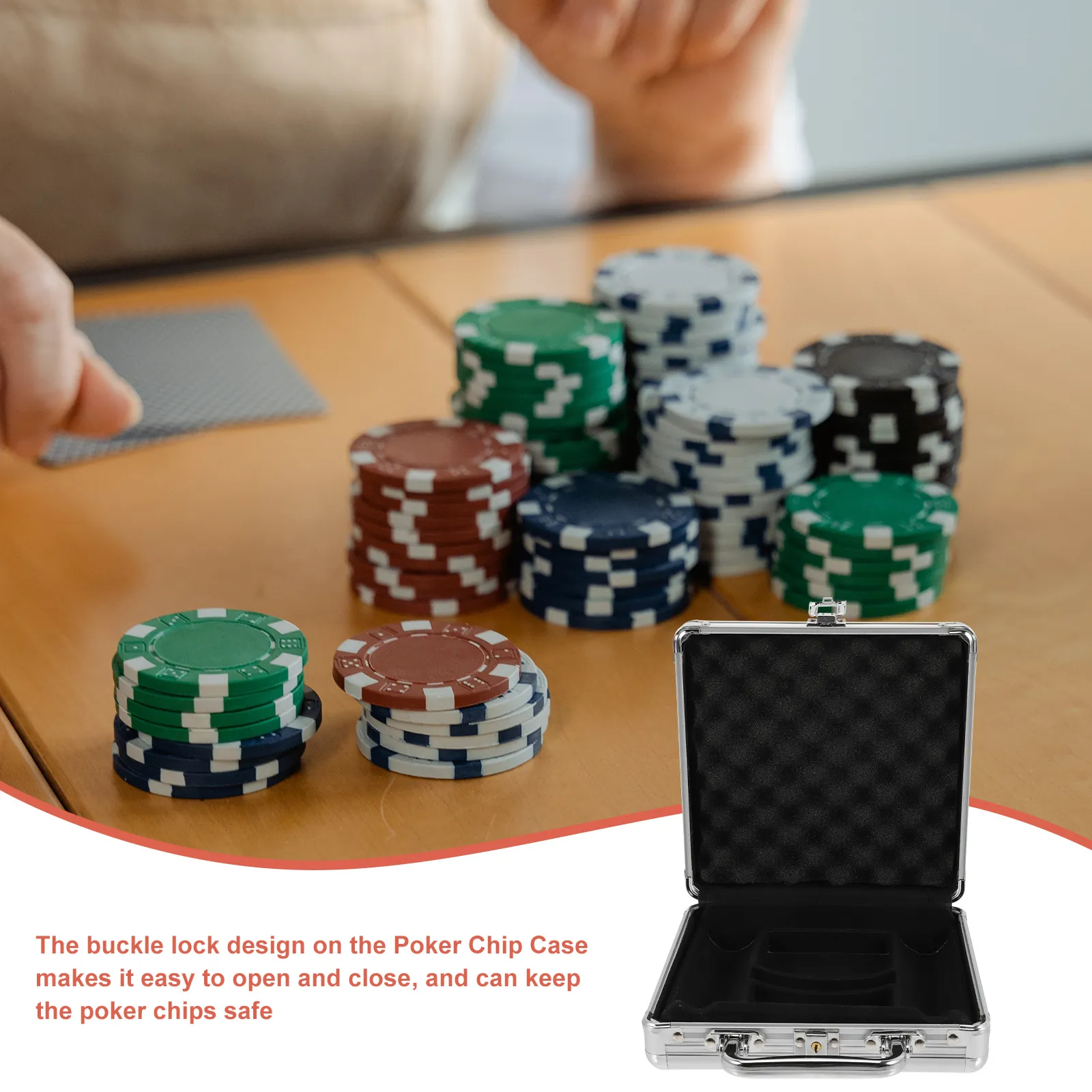 Aluminum Poker Chip Case with Handle - Durable Metal Alloy Casino Box ...