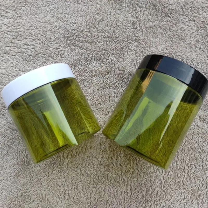 Eco-Friendly 50g-300g Green Plastic Jars with Lids for Cosmetic ...