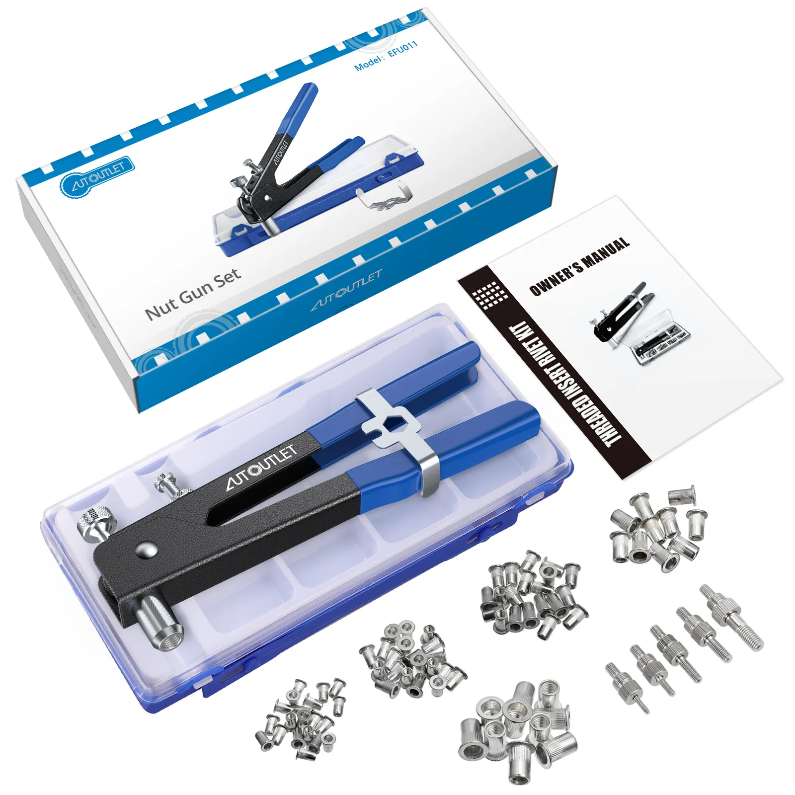 86-Piece Threaded Rivet Nut Kit: M3-M8, Durable Riveter Tool for Car ...