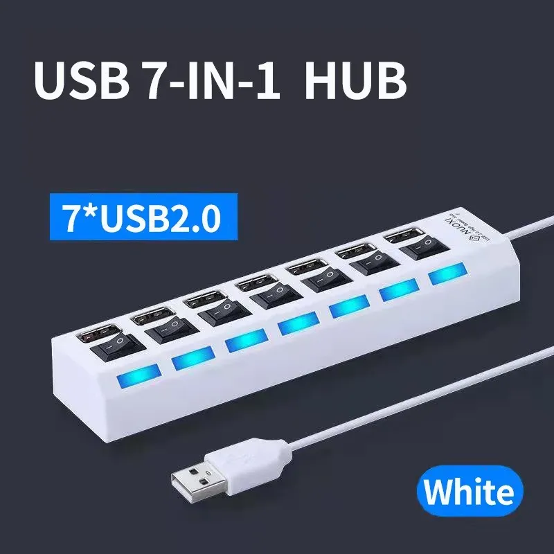 Multi USB Adapter Power Supply USB Hub With On/Off Switch Portable USB ...