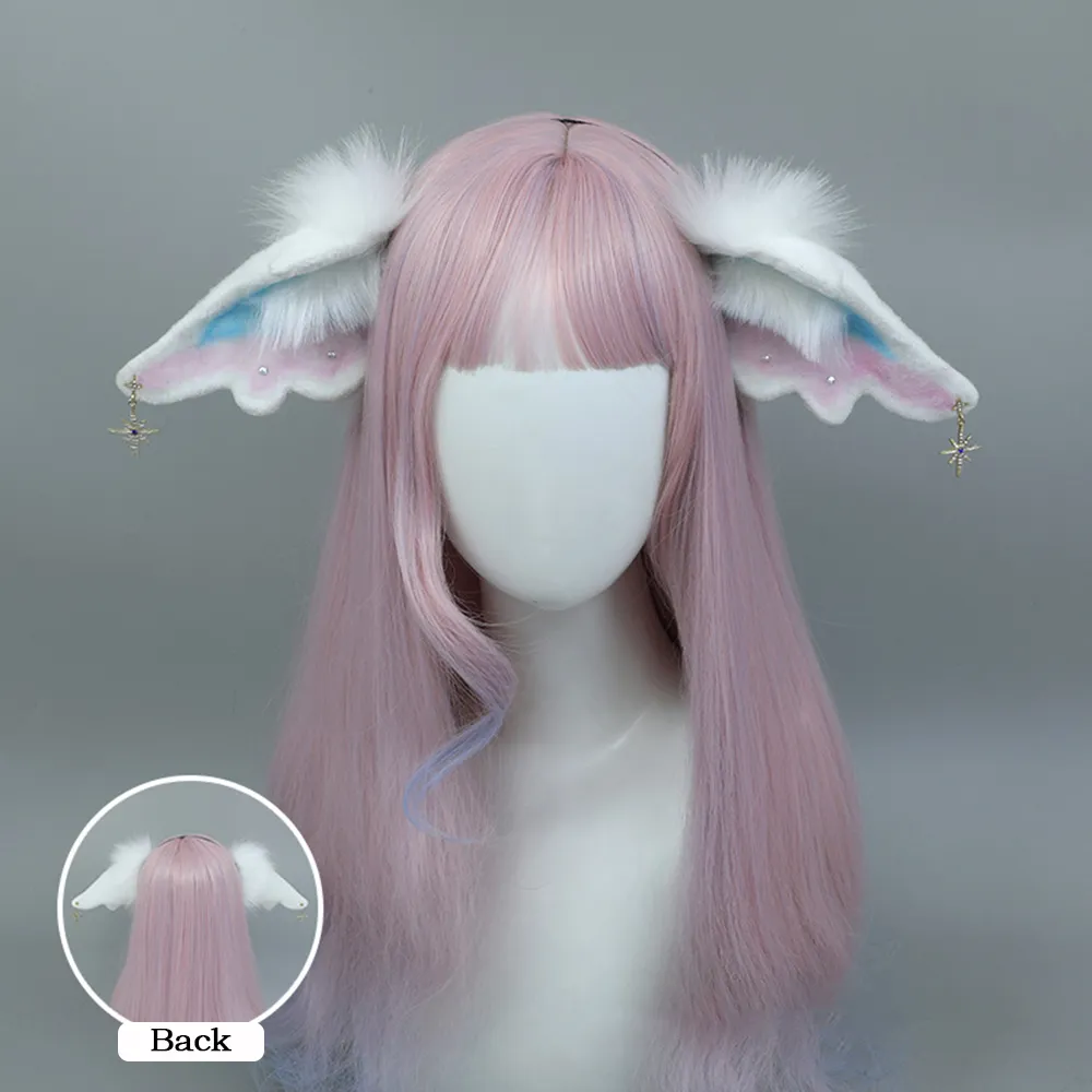 Kawaii Animal Faux Fur Angel Wings Headband Realistic Fluffy Hair Hoop ...