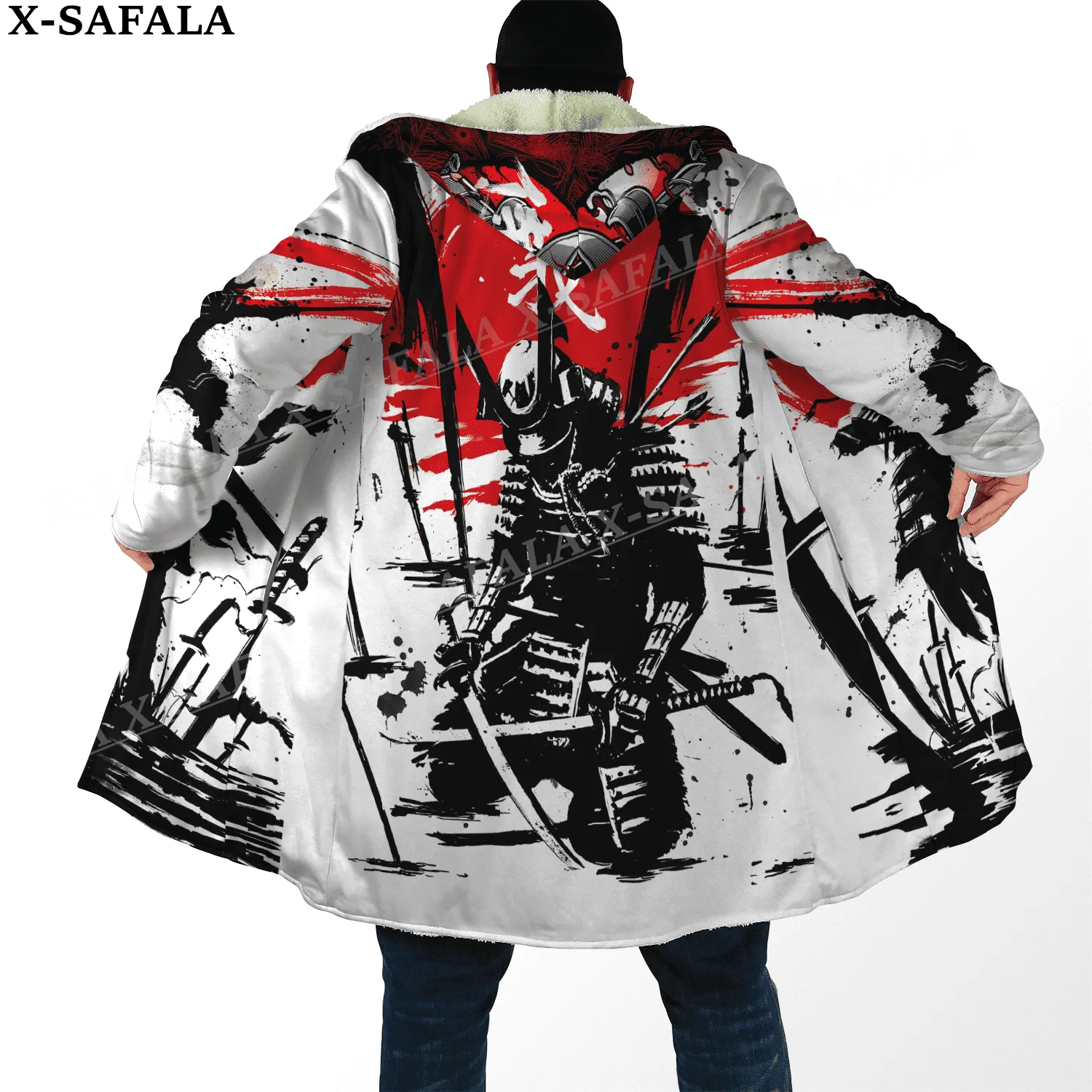 Japan Ninja Warrior Tattoo Samurai Masks Overcoat Fleece Lined Warm ...