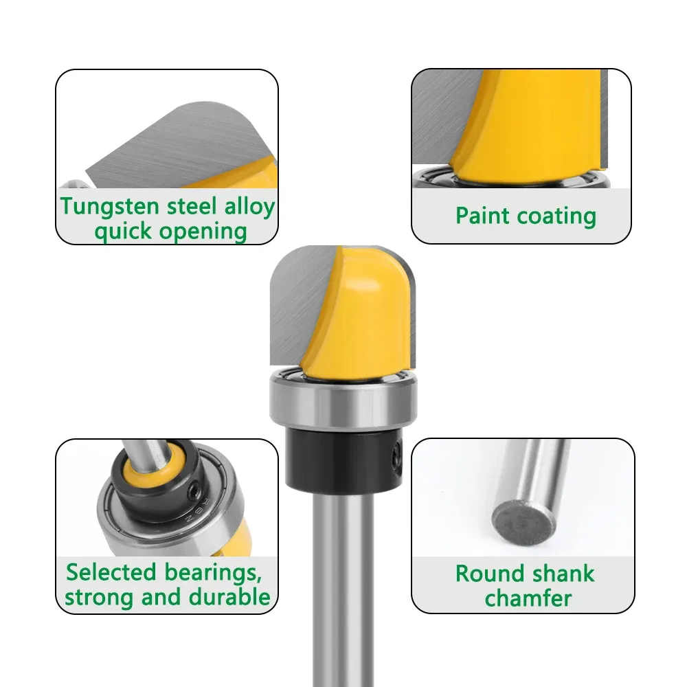 AURWOF 8mm Shank 1-1/8 in 3/4 in Diameter Bowl Tray Router Bit Round ...