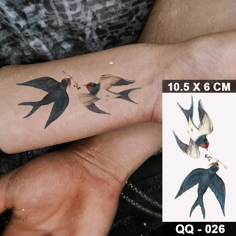 Temporary Tattoo Sticker: 3D Realistic Swallow Bird Design Fun Body Art ...